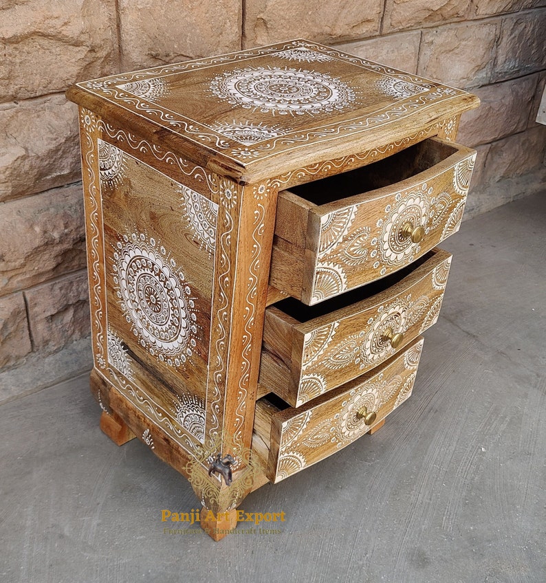 Indian Wooden Bedside Table Storage Table Wood Drawer - Etsy