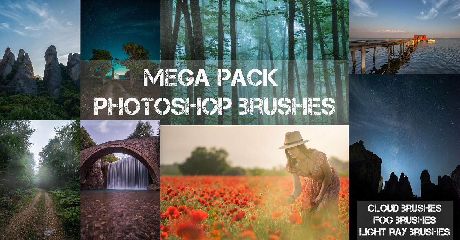 70 MEGAPACK PHOTOSHOP BRUSHES - 44 Realistic Cloud Brushes, 20 Fog ...