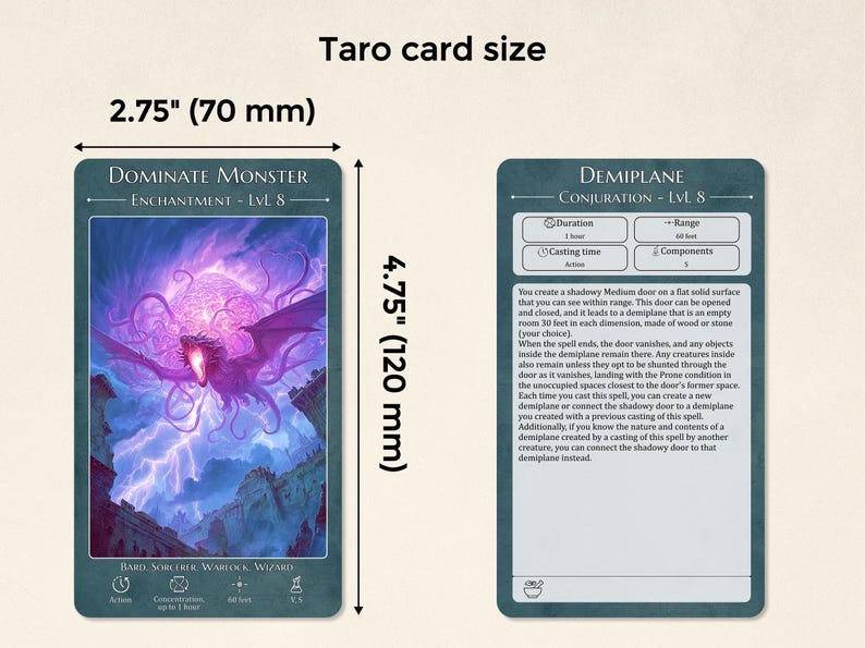 Illustrated Warlock Spell Cards Dnd 5e - 2024 and 2014 SRD - Tarot Size ...