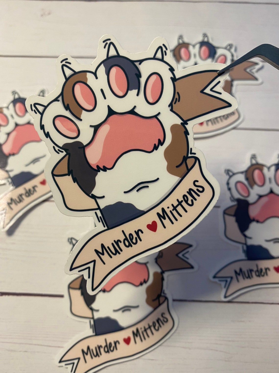 Cat Murder Mittens Sticker Cat Paw Sticker Water Resistant - Etsy