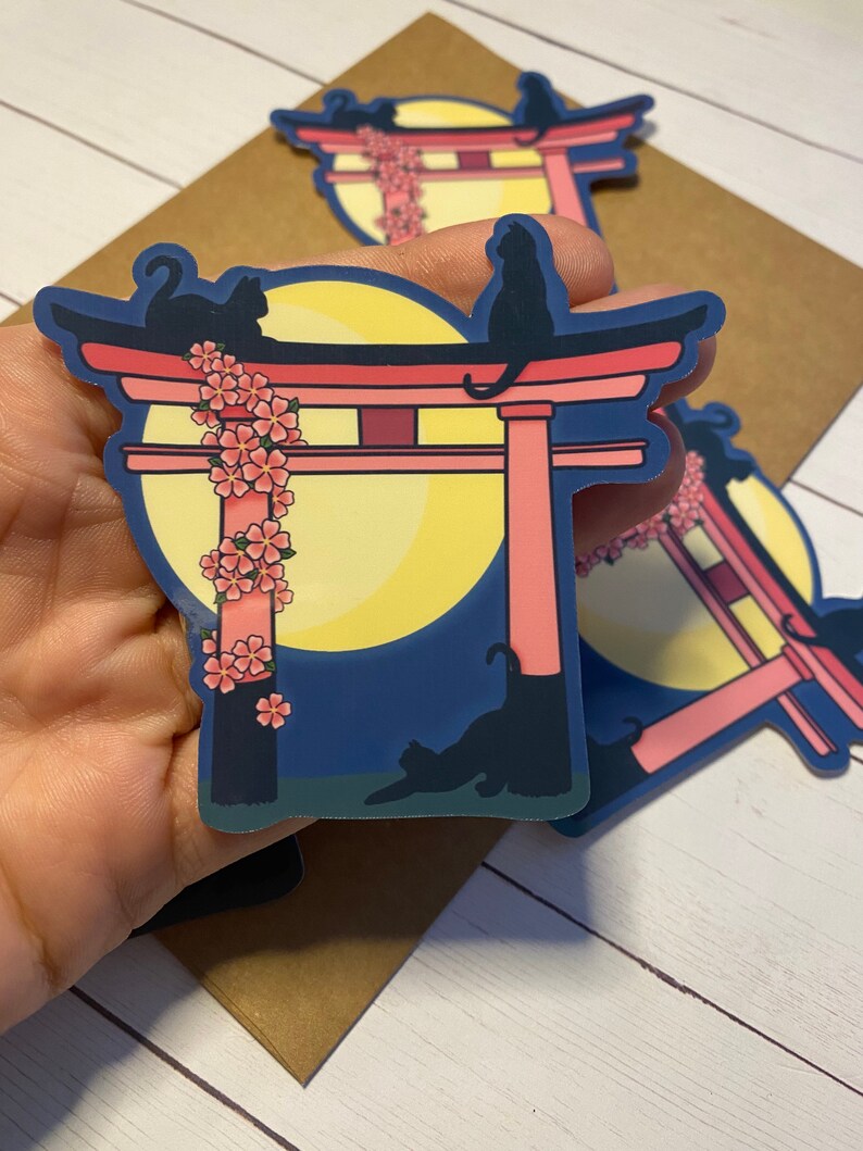 Torii Gate With Cats Sticker Torii Gate Sticker Cat - Etsy