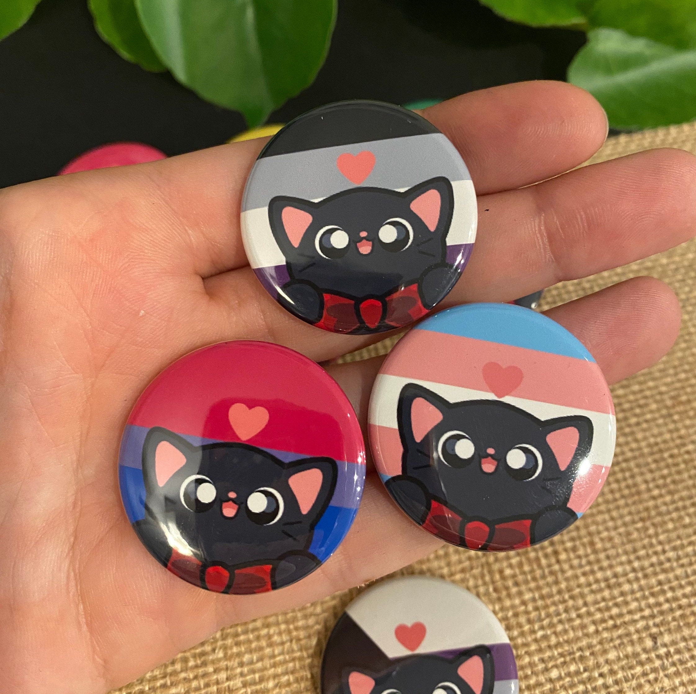 LGBTQIA Cat Buttons - 1.5 Inch Button - Cat Pin, Cat Button, Lapel Pin ...