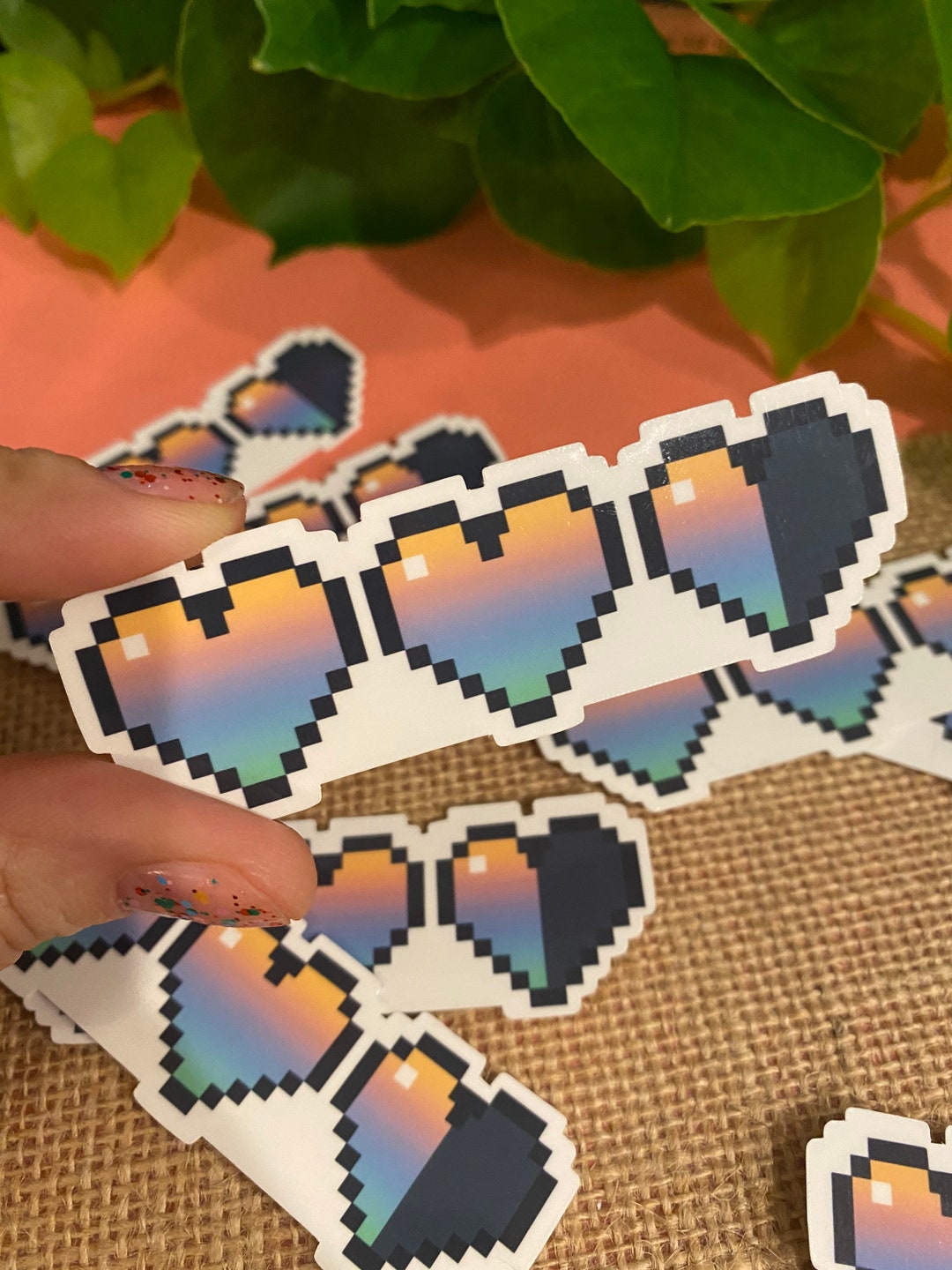 Rainbow Pixel Heart Sticker - Gamer Sticker- Vinyl Sticker Decal for ...