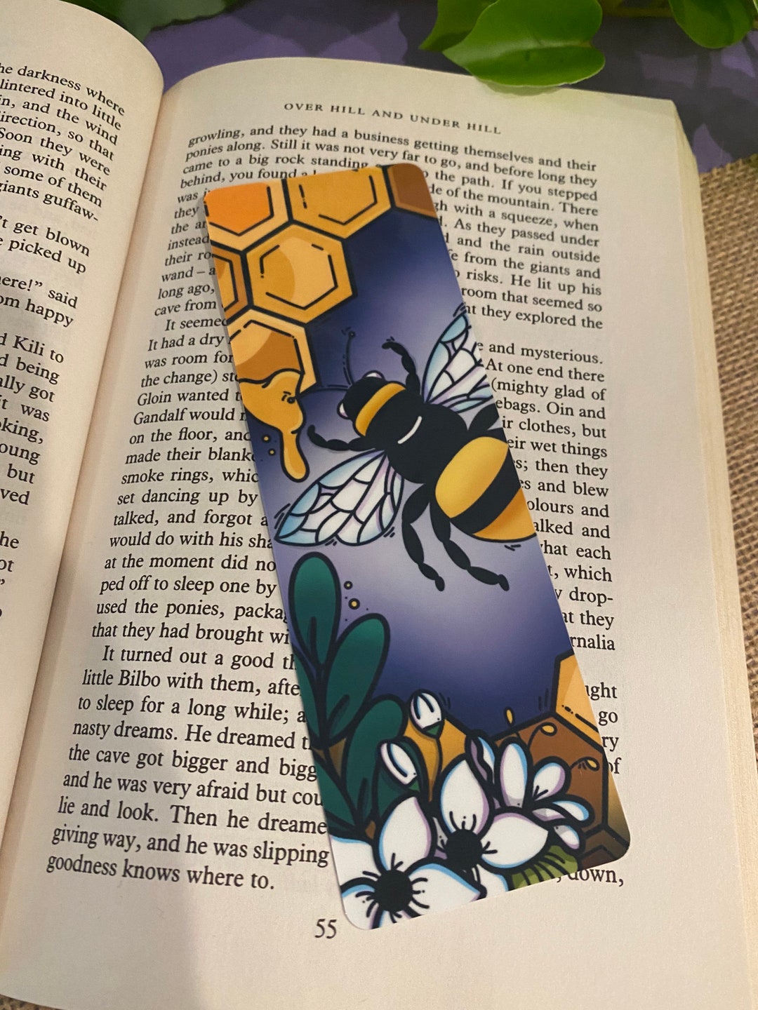 Bumble Bee and Honeycomb Bookmark - Bee Bookmark - Nature Bookmark ...
