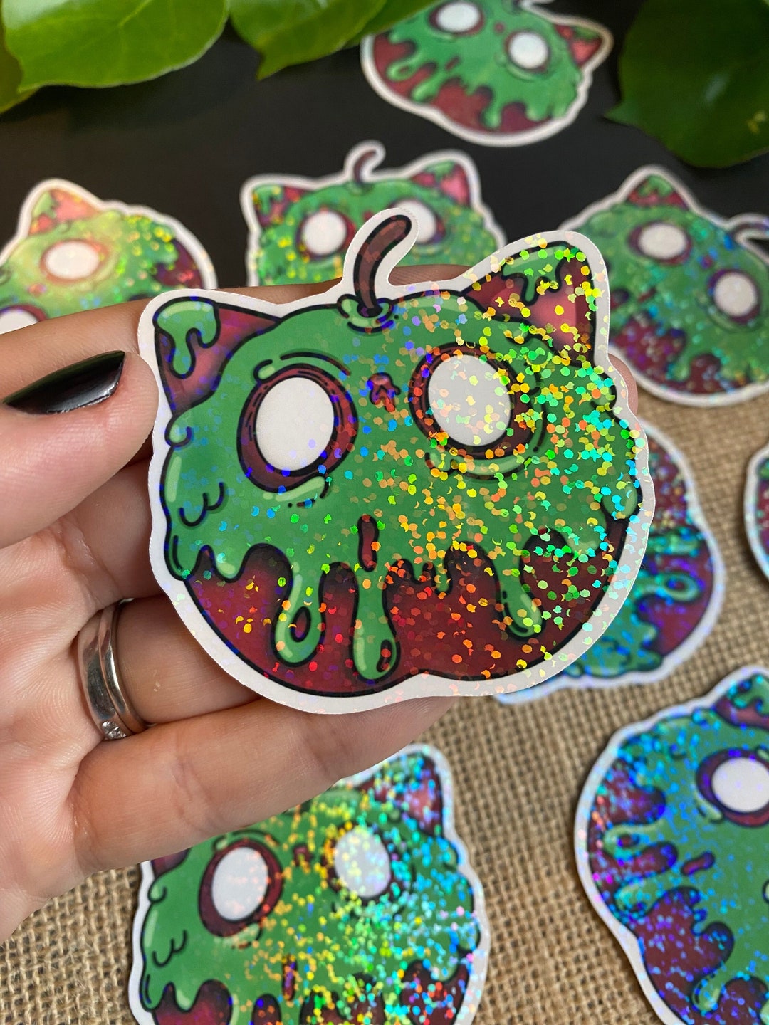 Holographic Poison Apple Sticker - Cat Sticker - Vinyl Sticker - Laptop ...