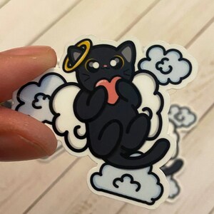Angel Black Cat - Cat Sticker- Water Resistant Sticker, Laptop Sticker ...