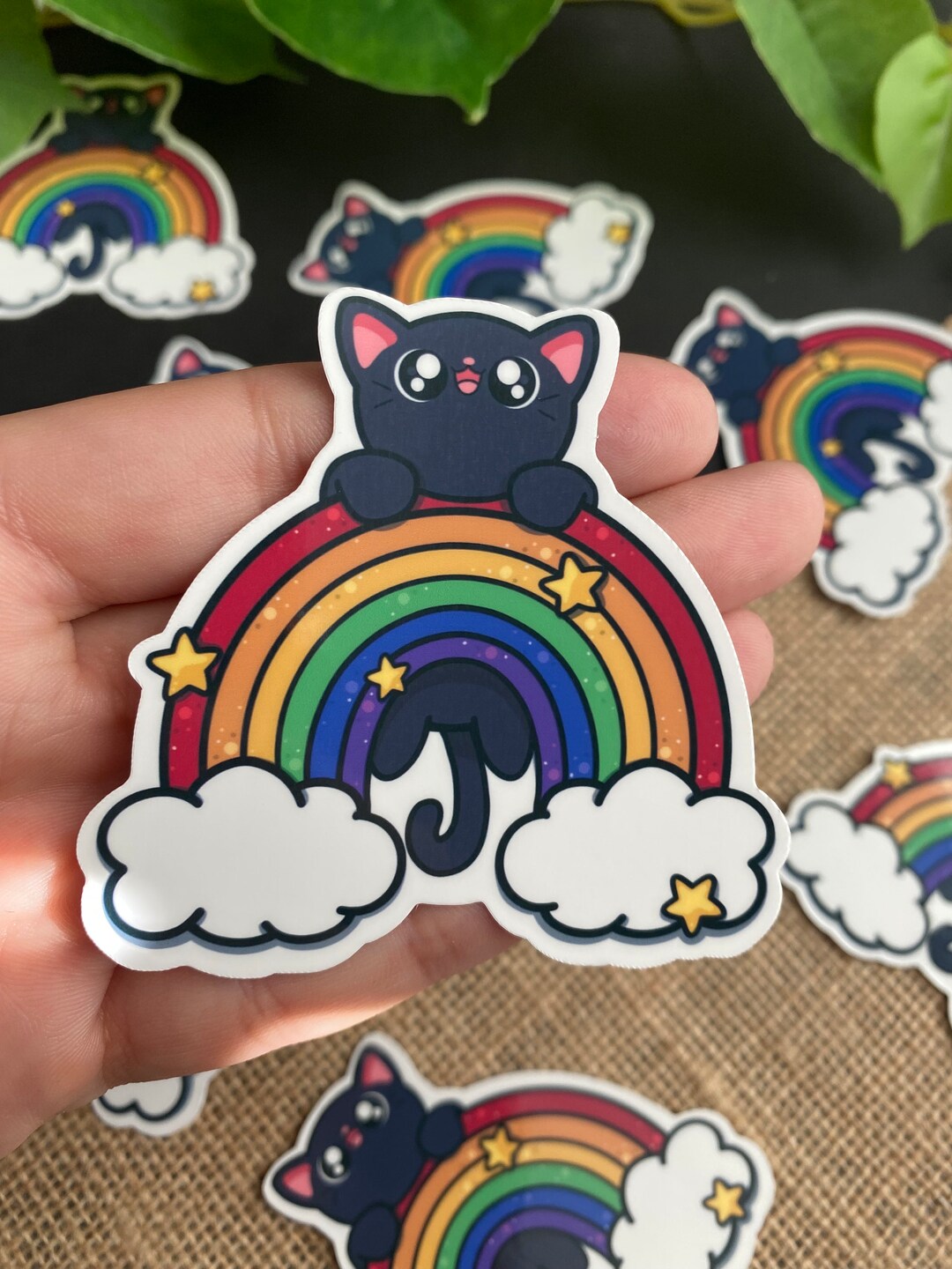 Rainbow Kitty Sticker- Cat Sticker - Vinyl Sticker Decal for Laptops ...