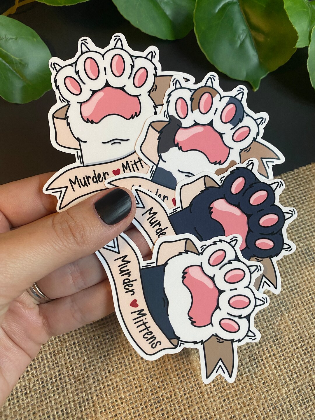 Cat - Murder Mittens Sticker - Cat Paw Sticker - Vinyl Sticker Decal ...