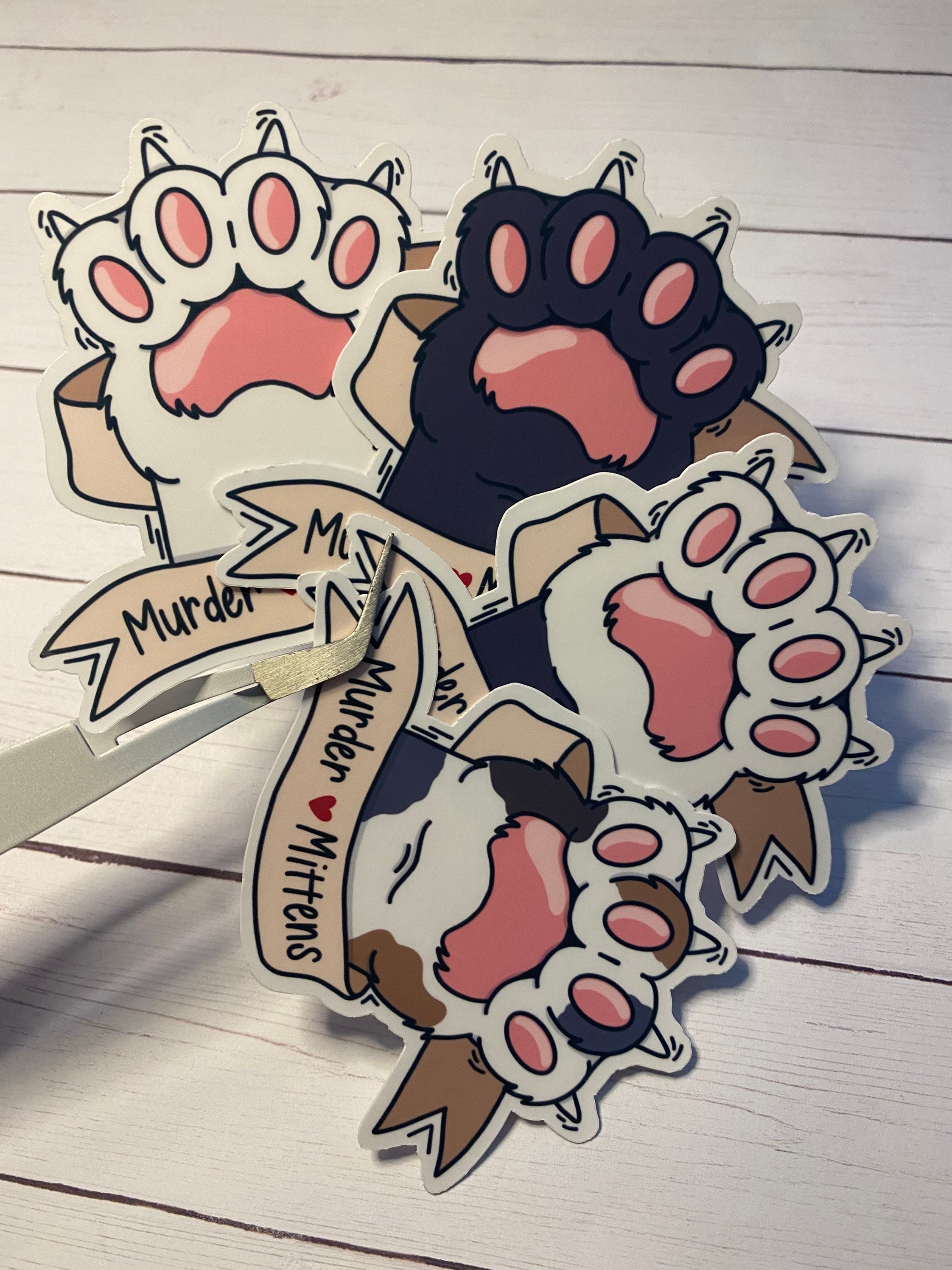 Cat Murder Mittens Sticker Cat Paw Sticker Water Resistant - Etsy