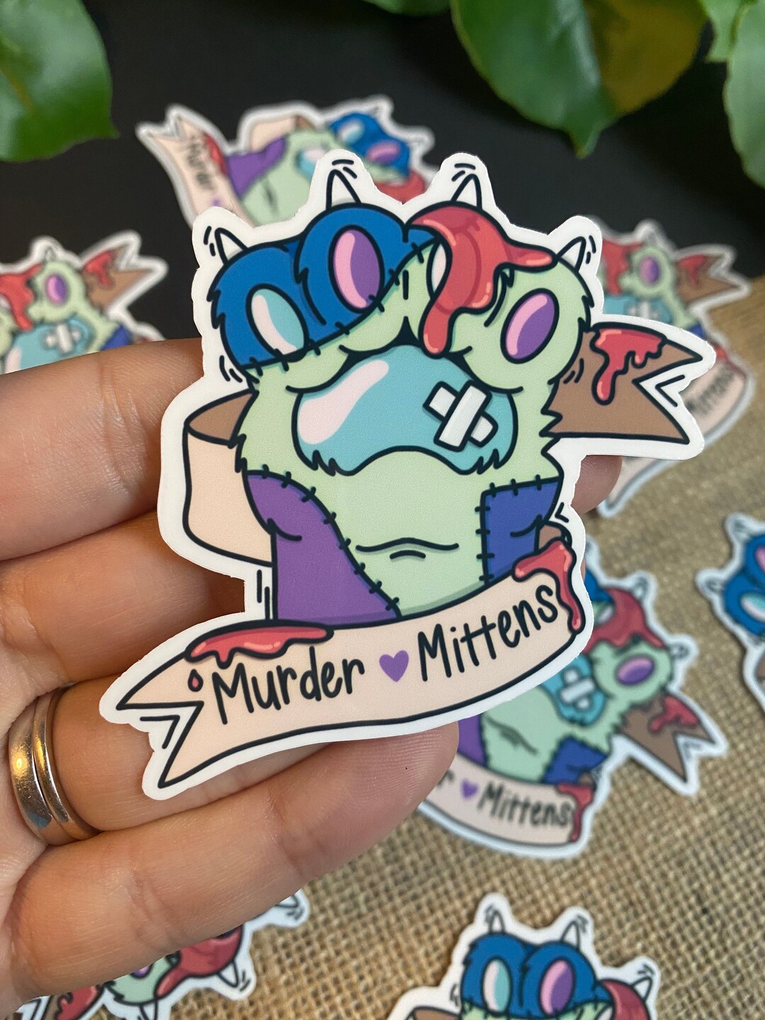 Cat - Zombie Murder Mittens Sticker - Cat Zombie Sticker, Water ...