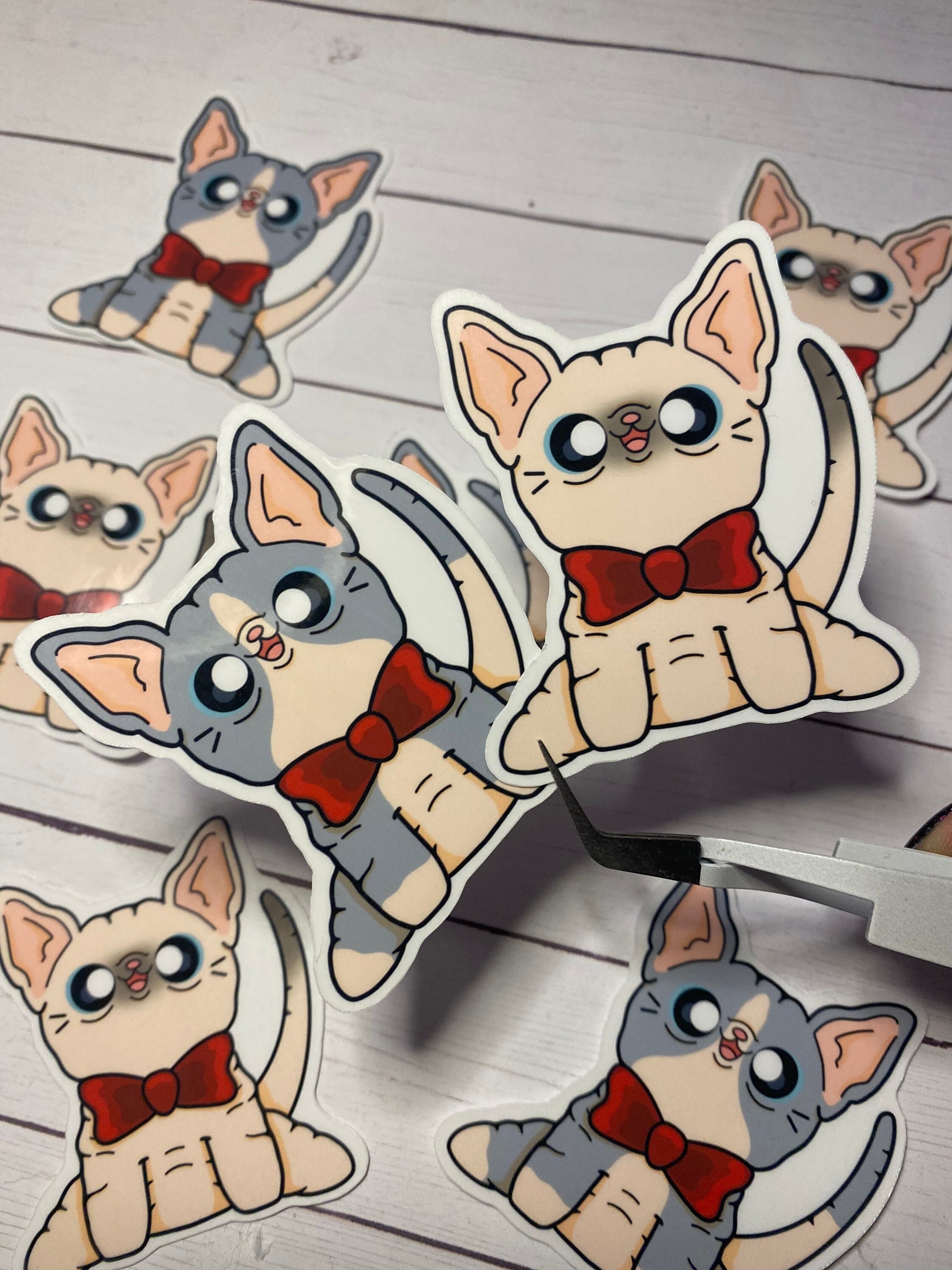 Sphynx Bow Tie Cats - Cat Sticker- Water Resistant Sticker, Laptop ...