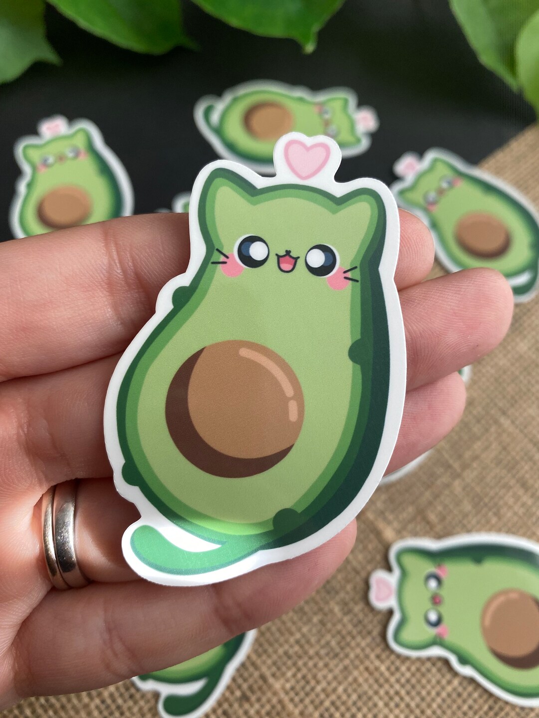 Avocado Cat Sticker - Vinyl Sticker Decal for Laptops, Water Bottles ...