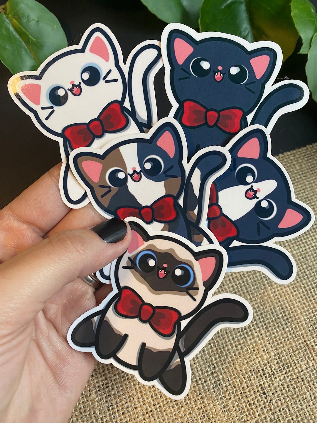 Bow Tie Cats - Cat Sticker- Water Resistant Sticker, Laptop Sticker ...
