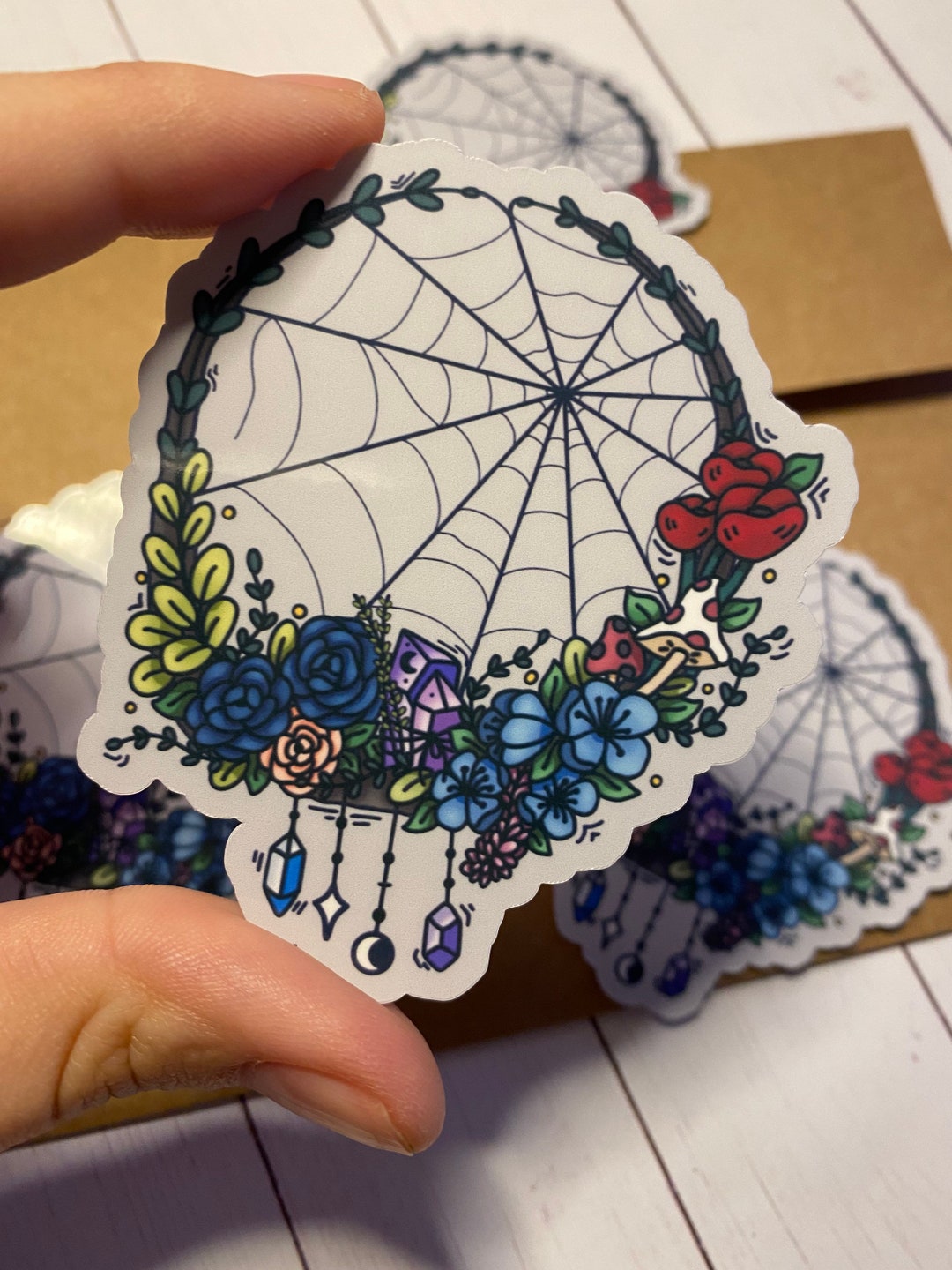 Spider Web Wreath Sticker - Witchy Sticker - Vinyl Sticker Decal for ...