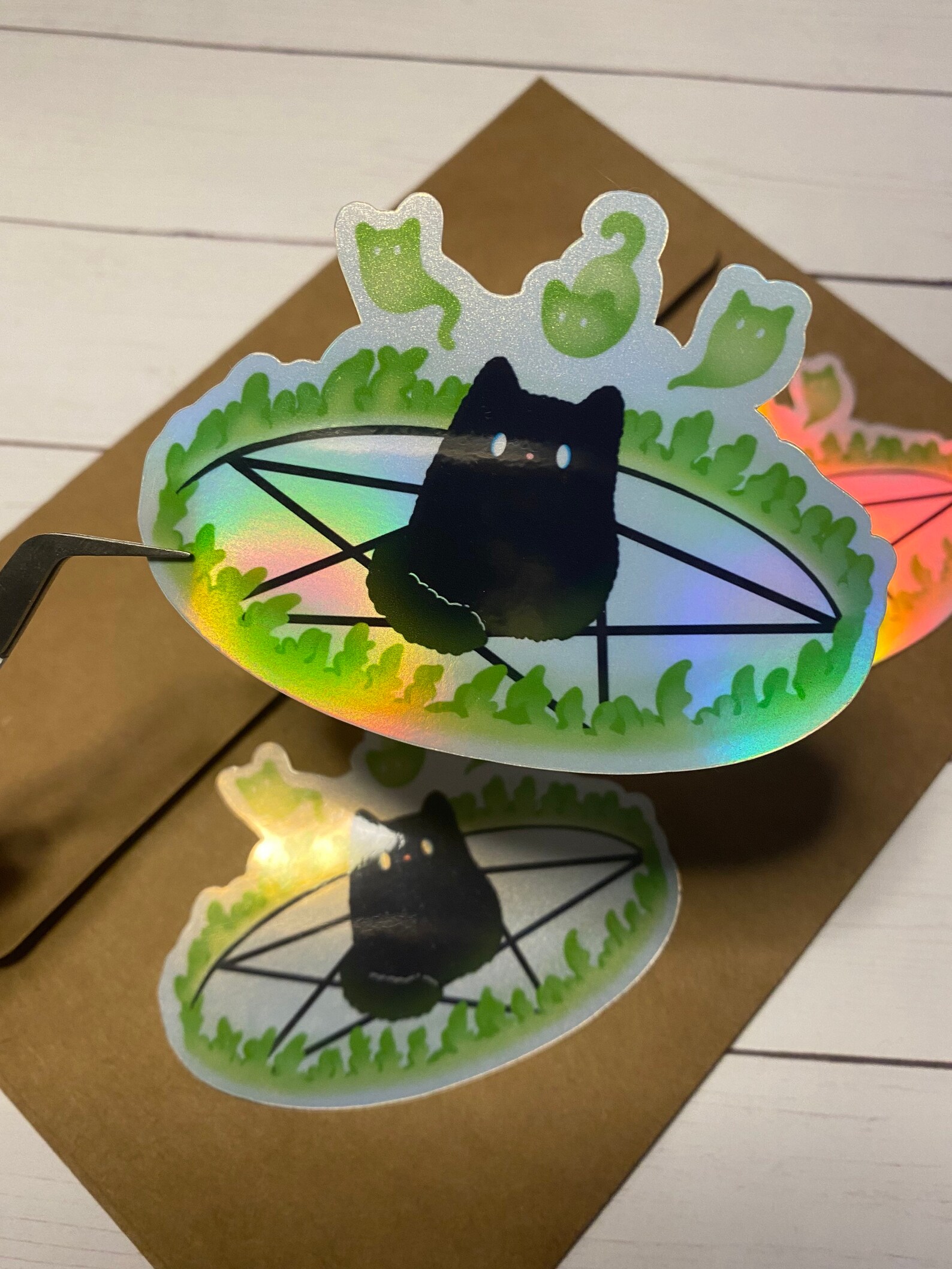 Demon Void Summoning Cat Sticker - Holographic Sticker - Vinyl Sticker ...