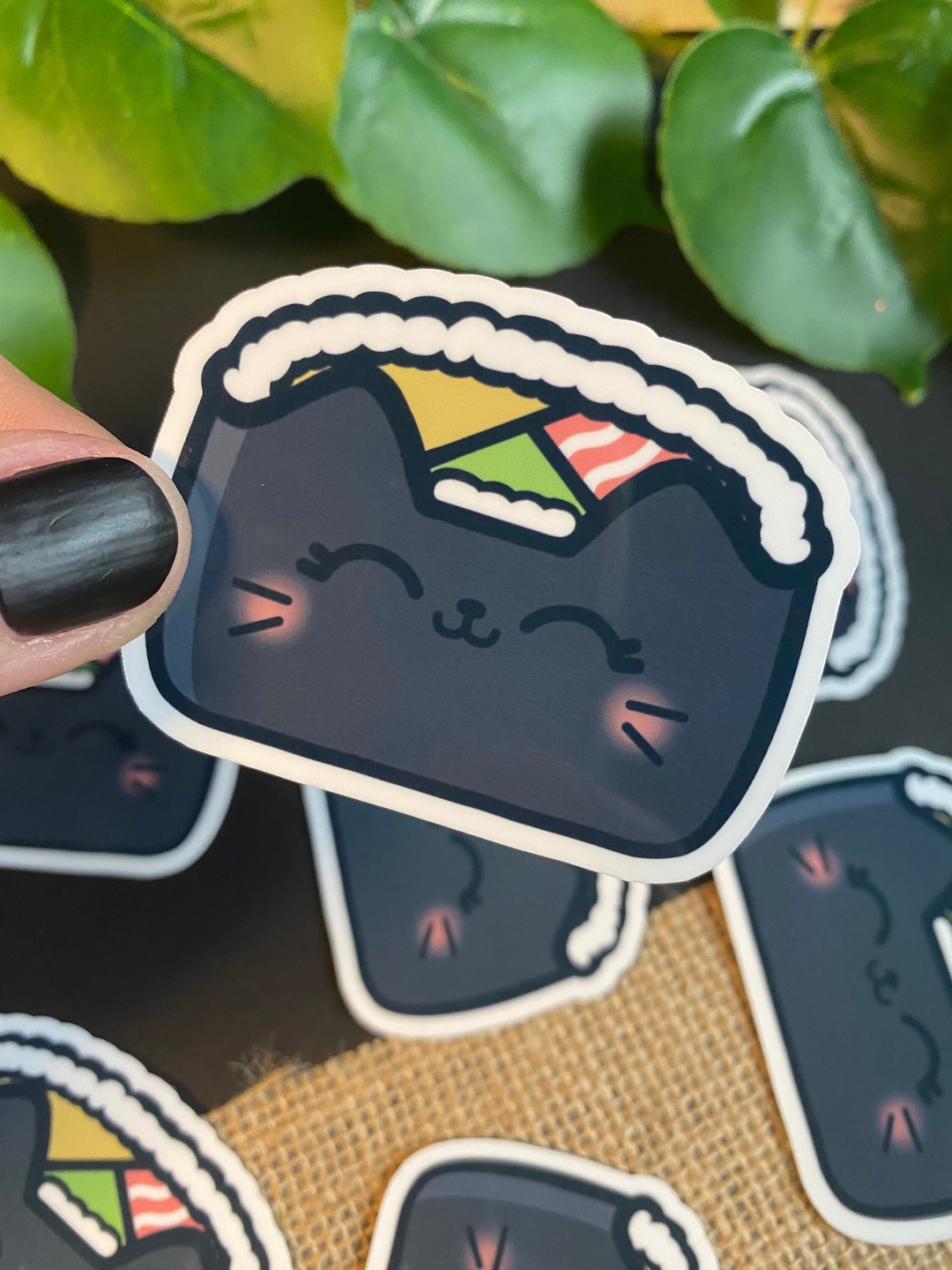 Sushi Roll Cat Sticker - Vinyl Sticker Decal for Laptops, Water Bottles ...