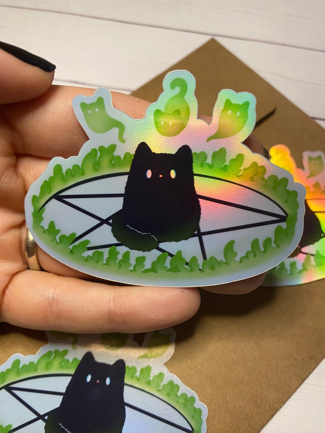 Demon Void Summoning Cat Sticker - Holographic Sticker - Vinyl Sticker ...
