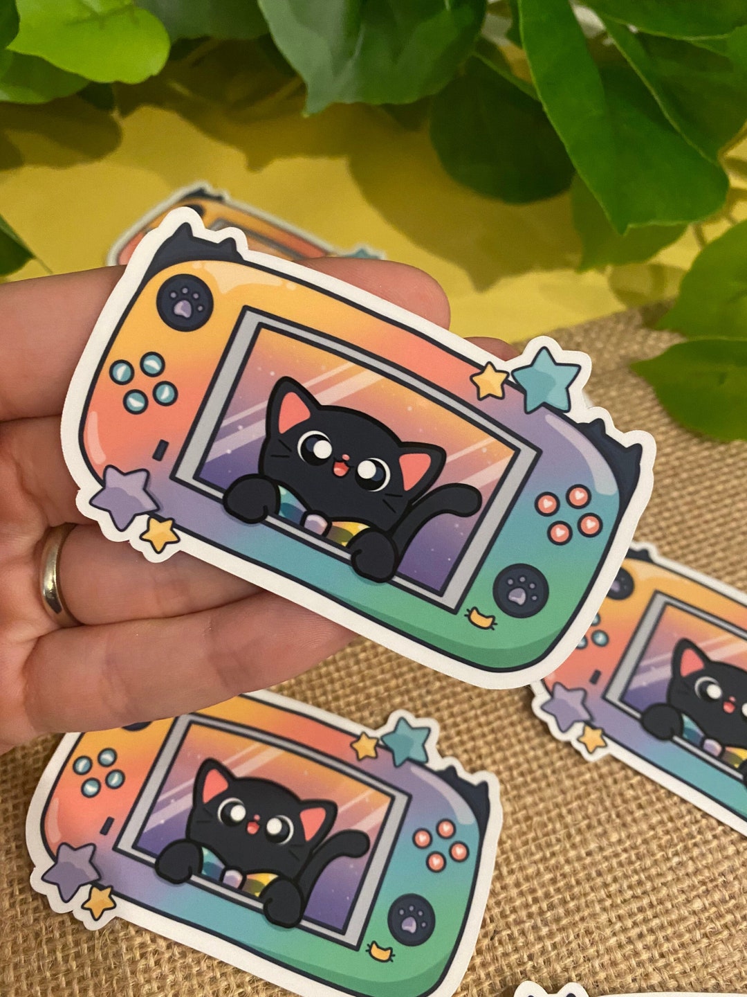 Handheld Gaming Console - Cat Sticker - Vinyl Sticker Decal for Laptops ...