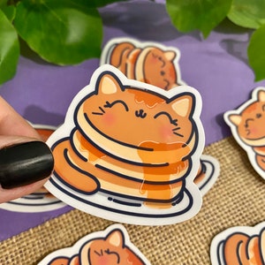 Pancake Cat Sticker - Vinyl Sticker Decal for Laptops, Water Bottles ...