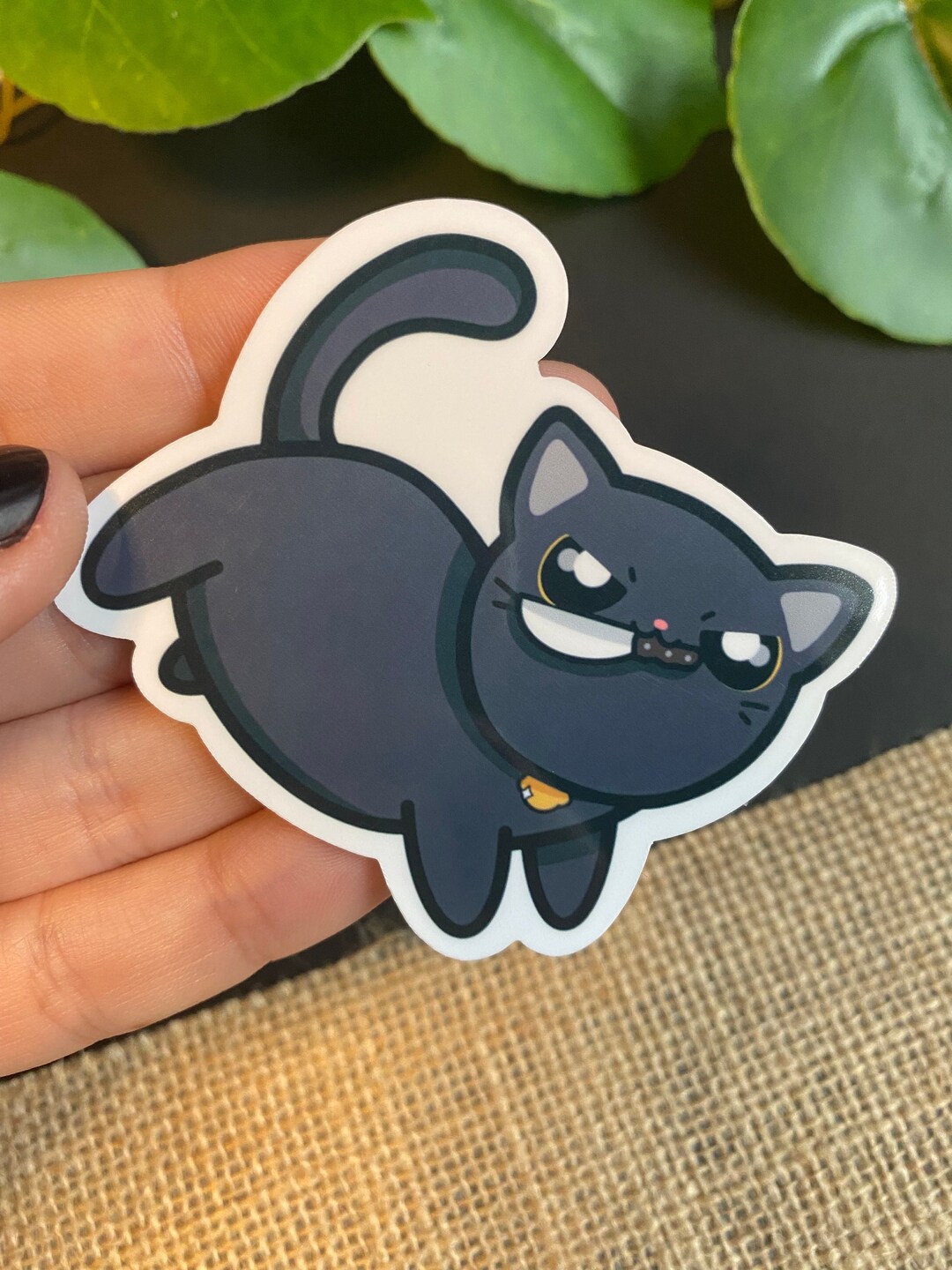 Angry Danger Cat Sticker - Knife Cat Sticker - Vinyl Sticker Decal for ...