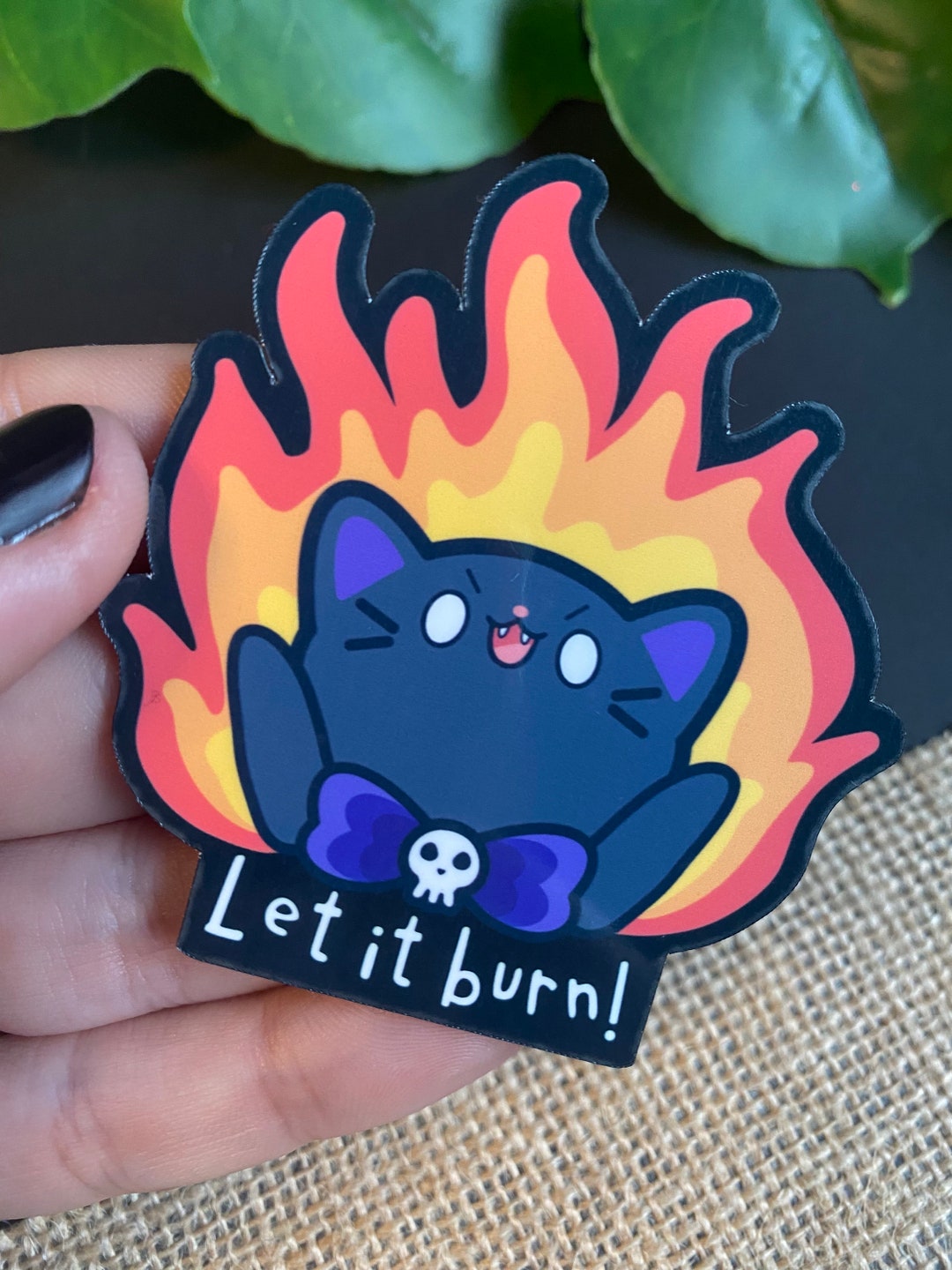 Let It Burn Angry Cat Sticker - Cat Sticker - Vinyl Sticker Decal for ...