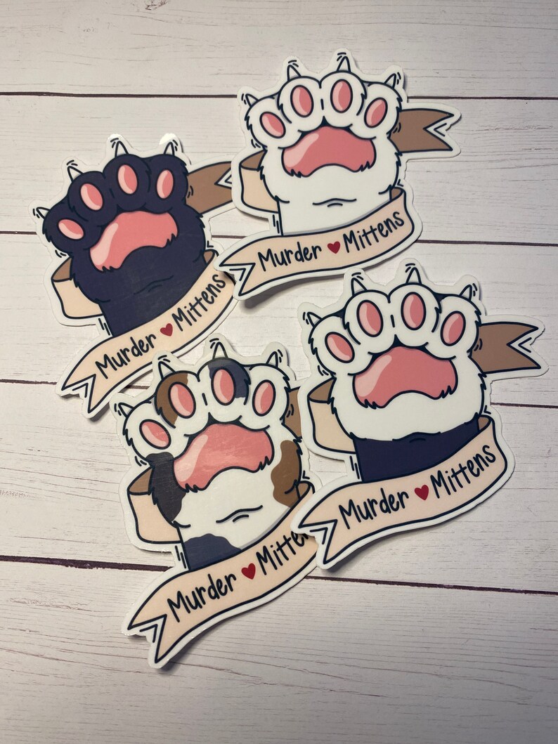 Cat Murder Mittens Sticker Cat Paw Sticker Water Resistant - Etsy