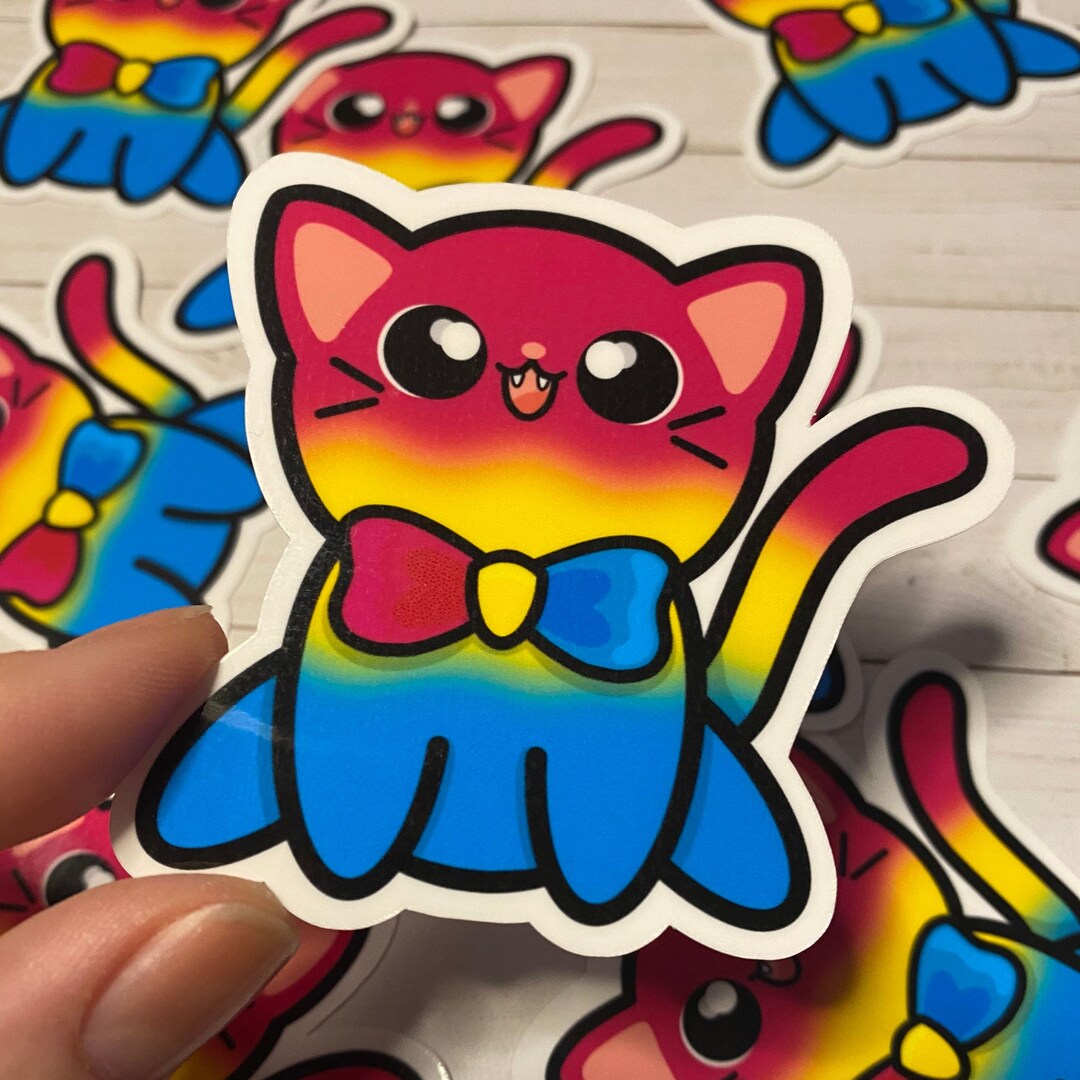 Pansexual Pride - Bow Tie Cats - Cat Sticker - Vinyl Sticker Decal for ...