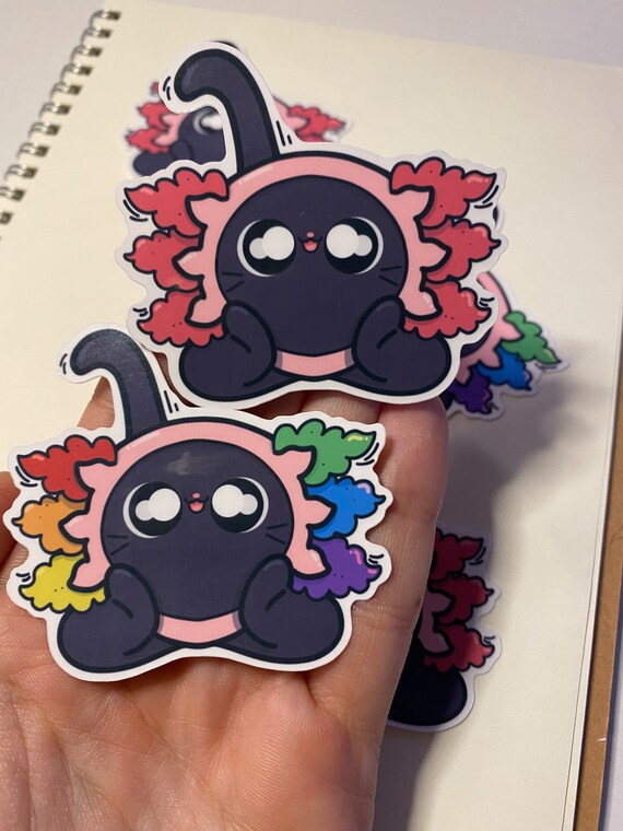 Axolotl Cat Sticker Cat Sticker Water Resistant Sticker - Etsy