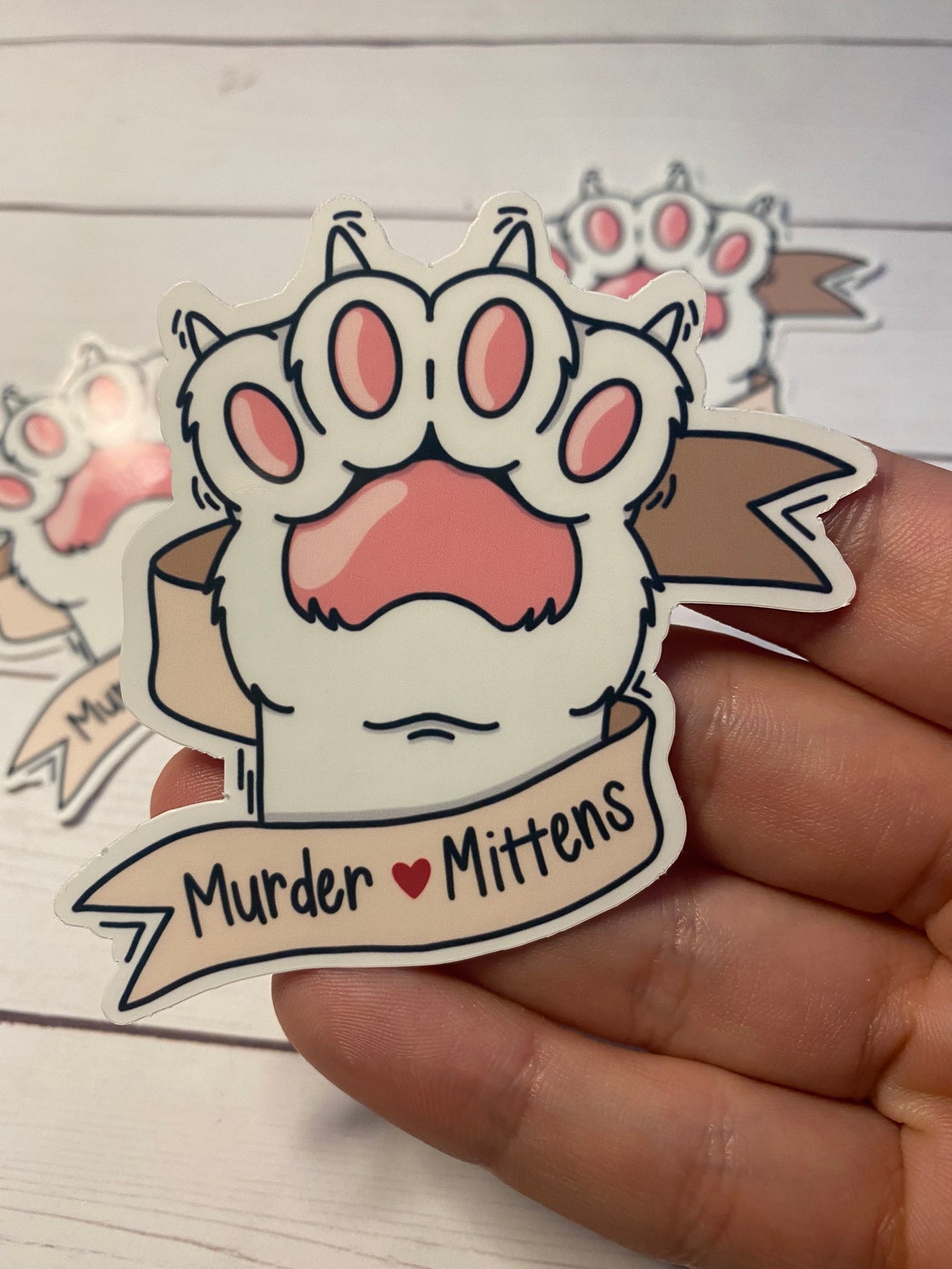Cat Murder Mittens Sticker Cat Paw Sticker Water Resistant - Etsy
