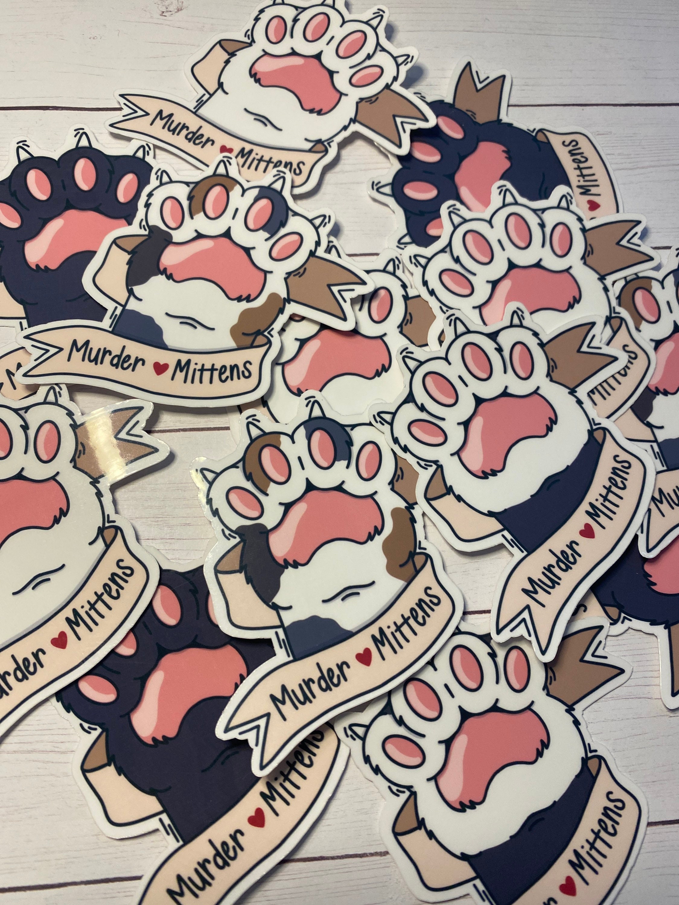 Cat Murder Mittens Sticker Cat Paw Sticker Water Resistant - Etsy