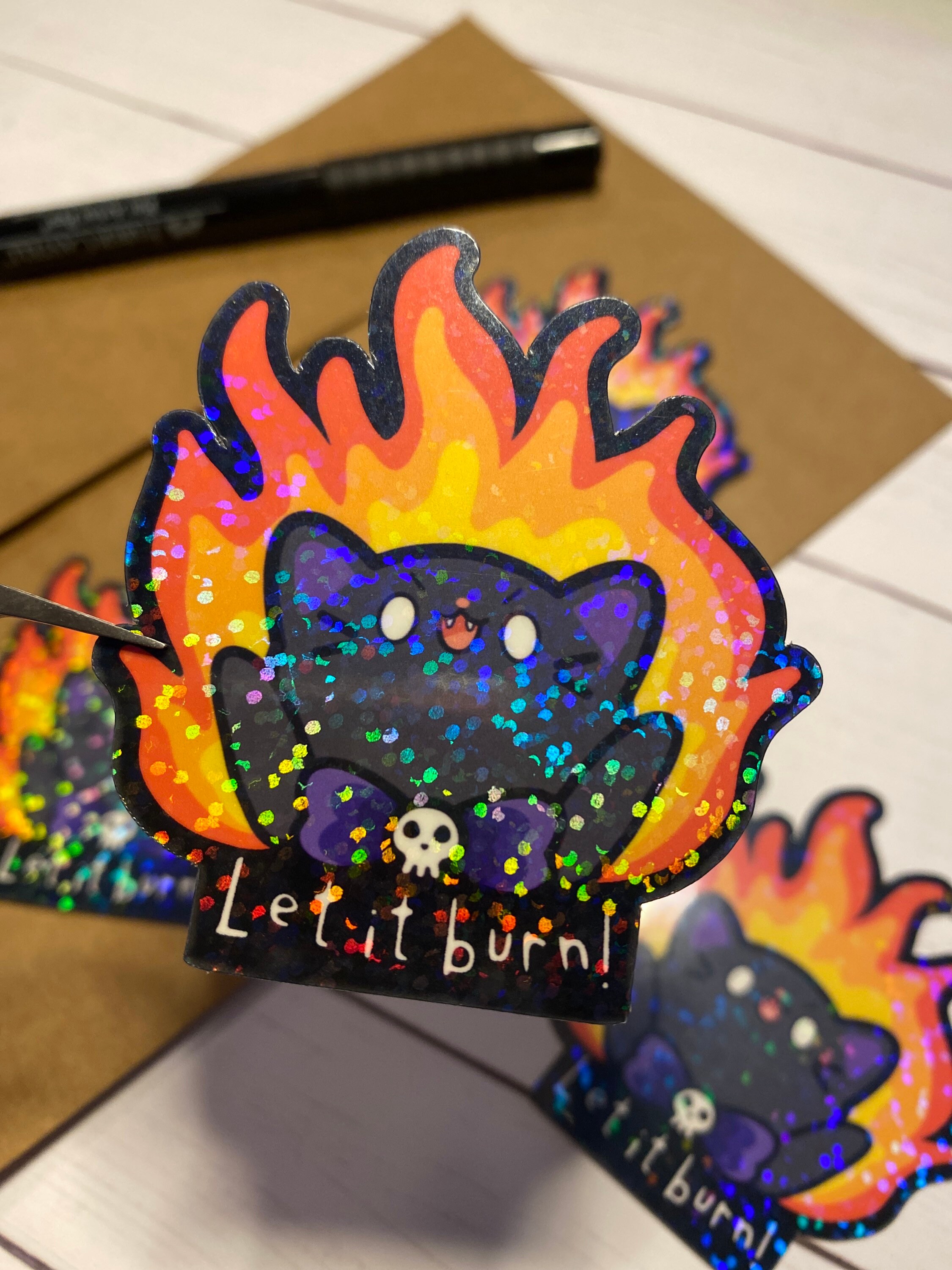 Let It Burn Angry Cat Sticker Cat Sticker Water Resistant - Etsy