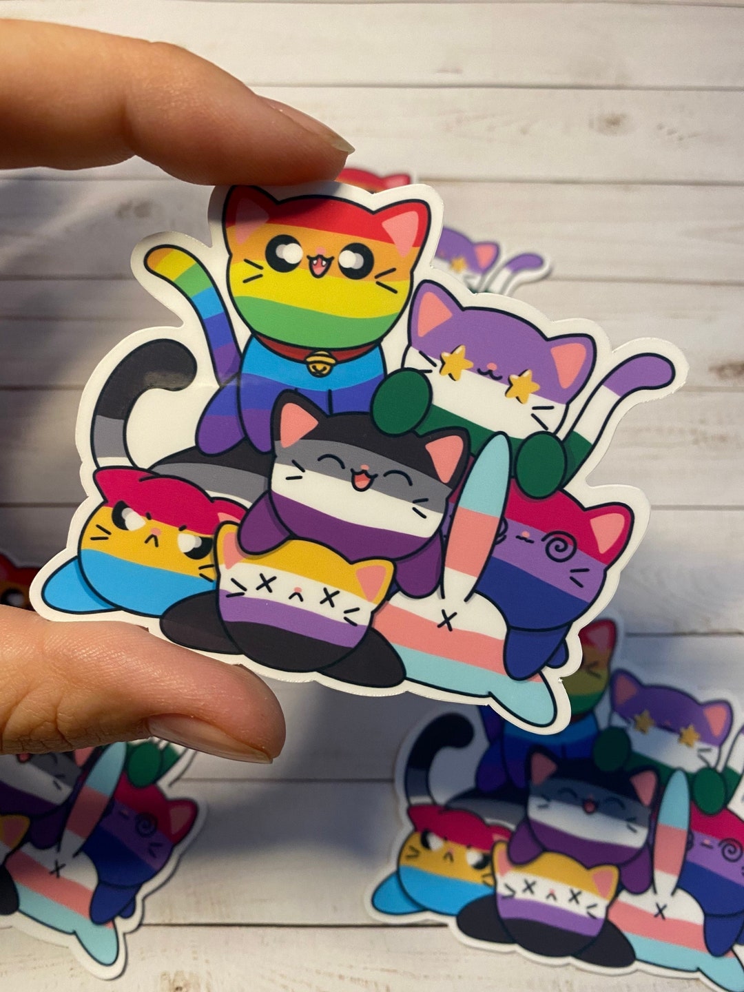 Pride Pile of Cats Cat Sticker Water Resistant Sticker - Etsy