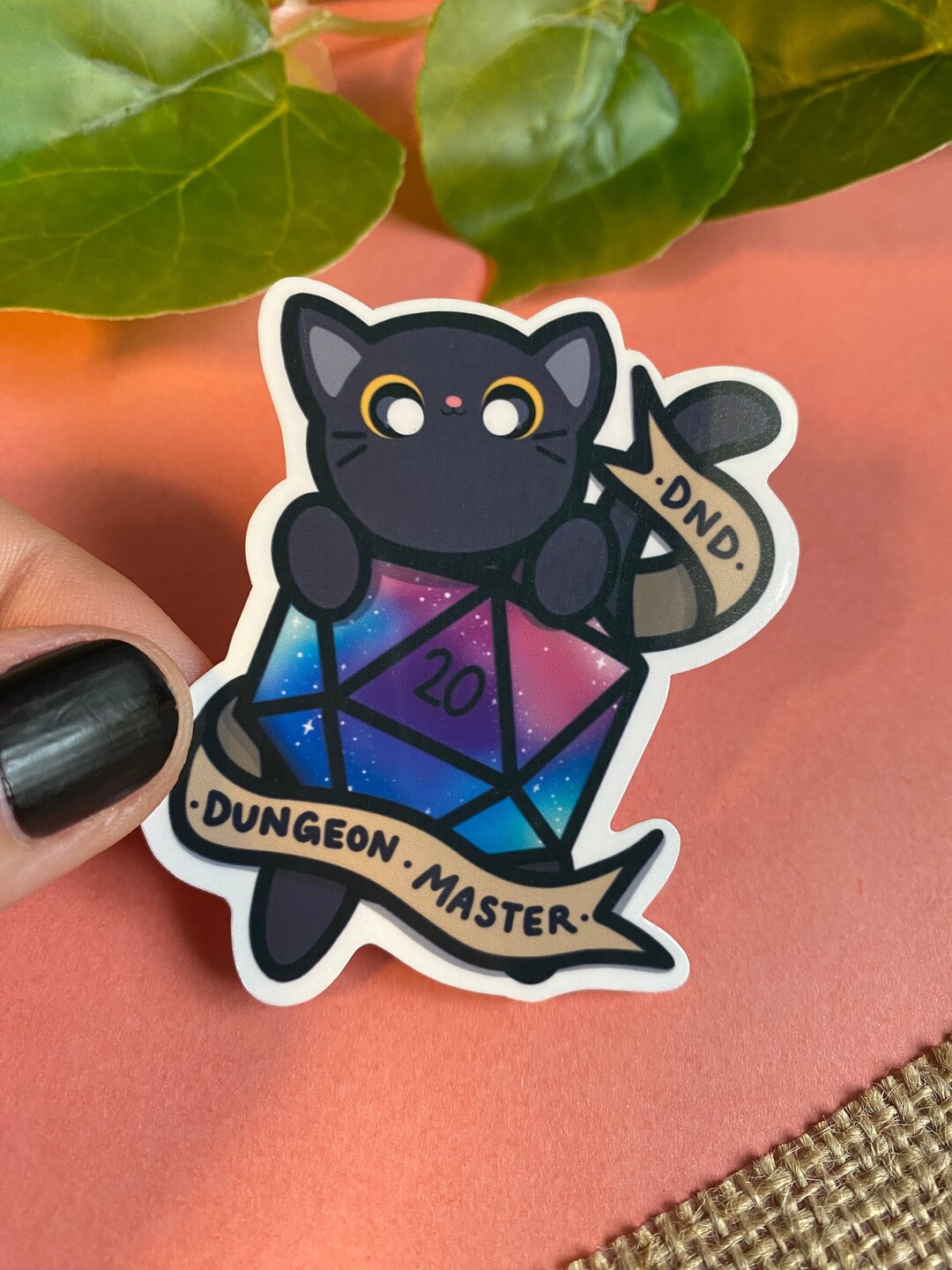 20 Sided Dice Cat Sticker - DND Sticker - Vinyl Sticker Decal for ...