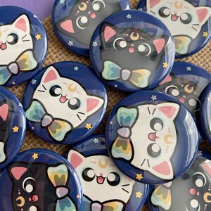 Space Cats: Black or White Cat Button - 1.5 Inch Button - Cat Pin, Cat ...
