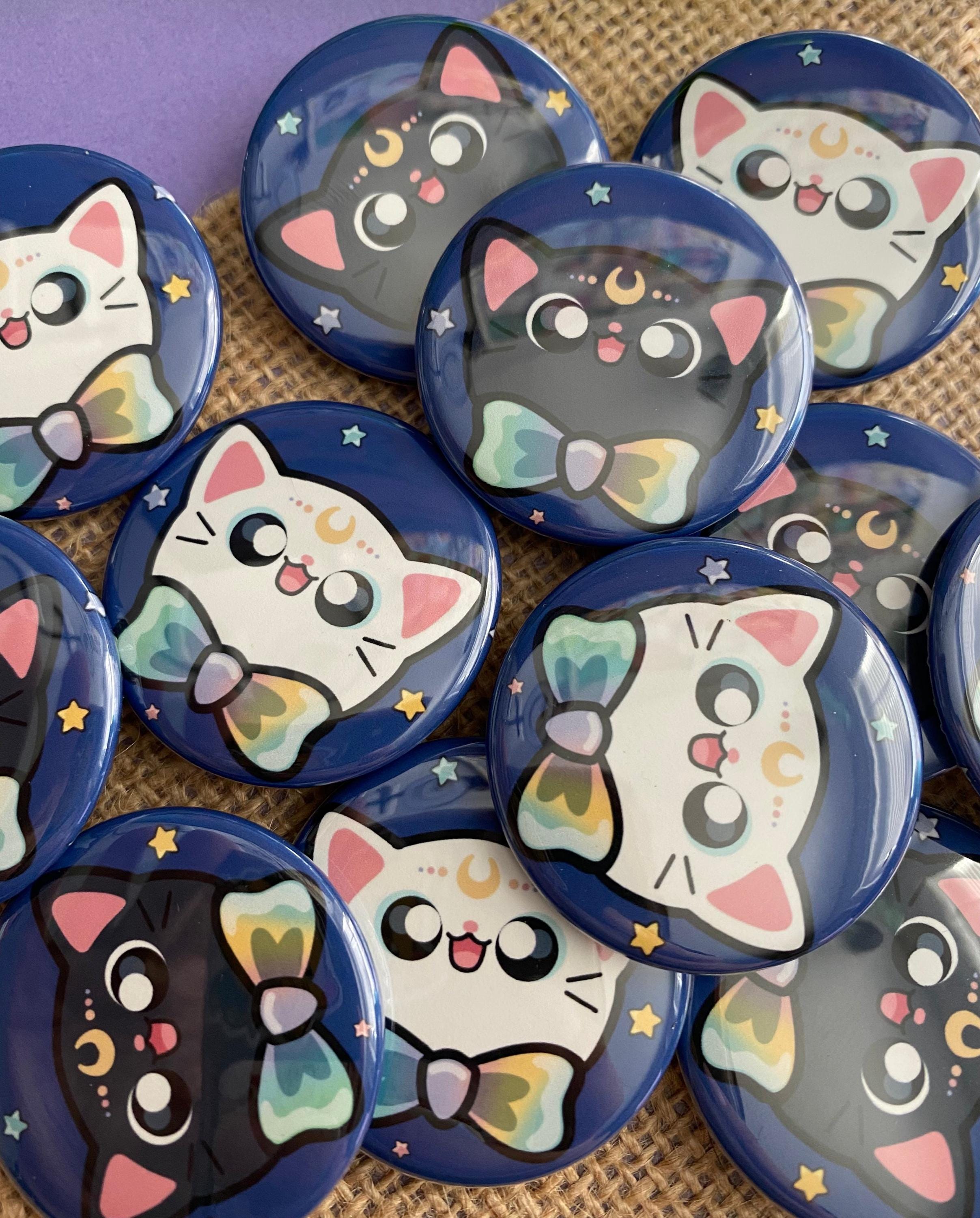 Space Cats: Black or White Cat Button - 1.5 Inch Button - Cat Pin, Cat ...