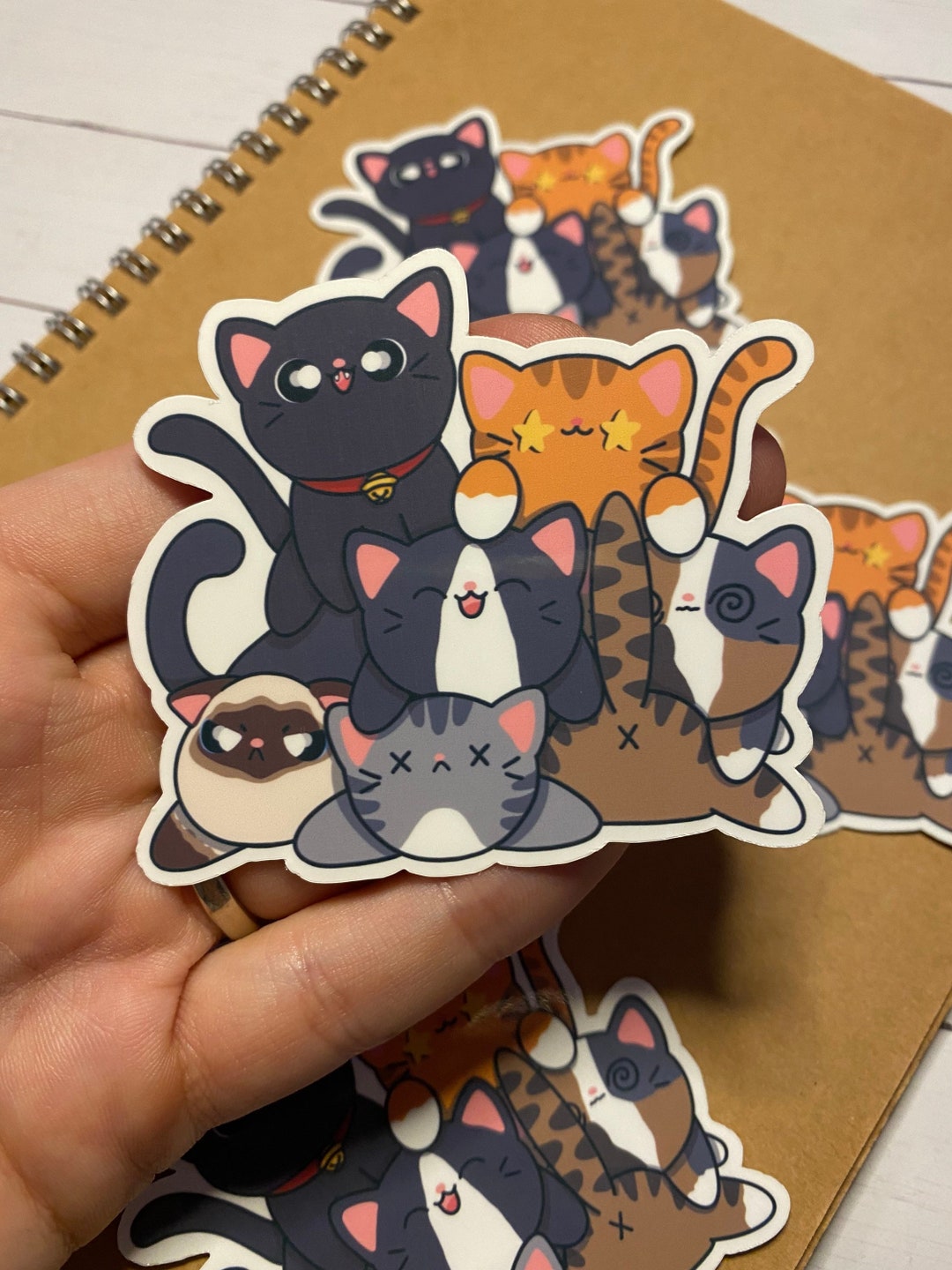 Pile of Cats - Cat Sticker - Vinyl Sticker Decal for Laptops, Water ...
