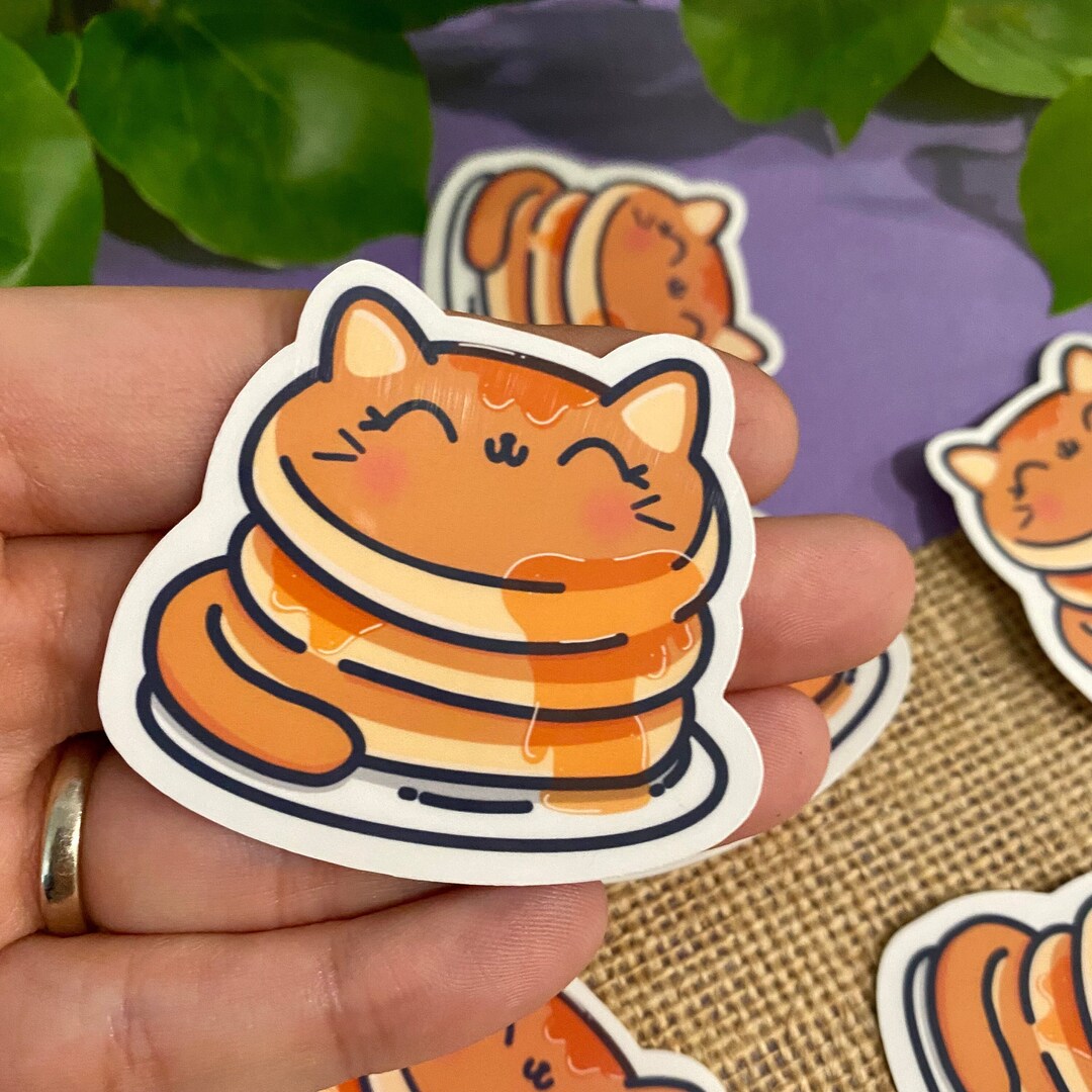 Pancake Cat Sticker - Vinyl Sticker Decal for Laptops, Water Bottles ...
