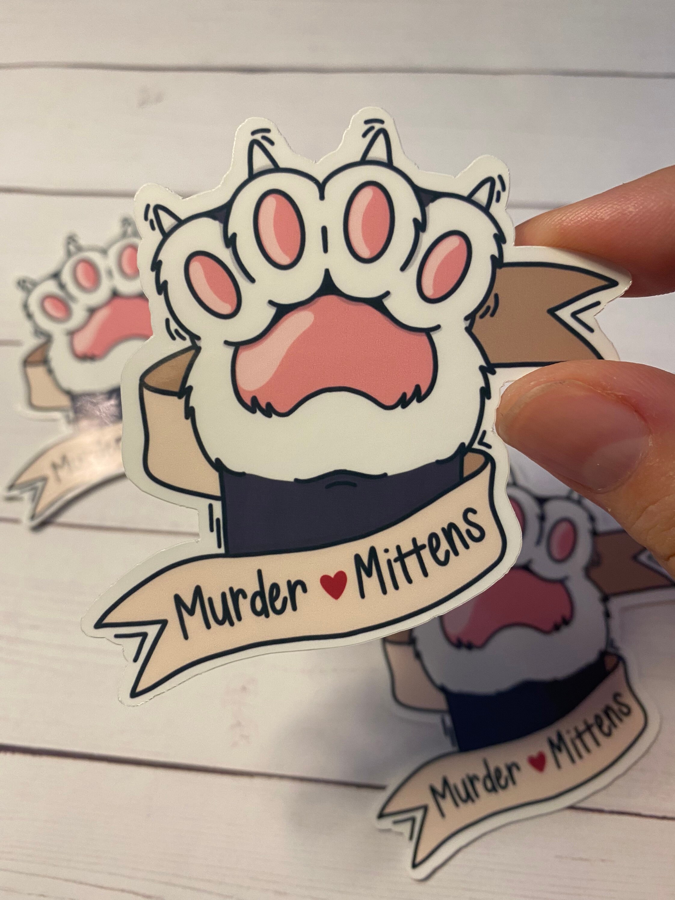 Cat Murder Mittens Sticker Cat Paw Sticker Water Resistant - Etsy