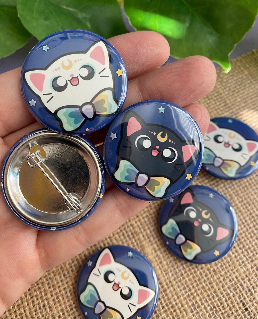 Space Cats: Black or White Cat Button - 1.5 Inch Button - Cat Pin, Cat ...