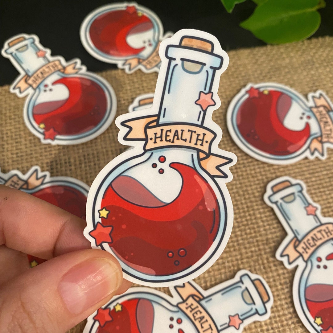 Red Health Potion Sticker - Gaming Sticker - Vinyl Sticker Decal for ...