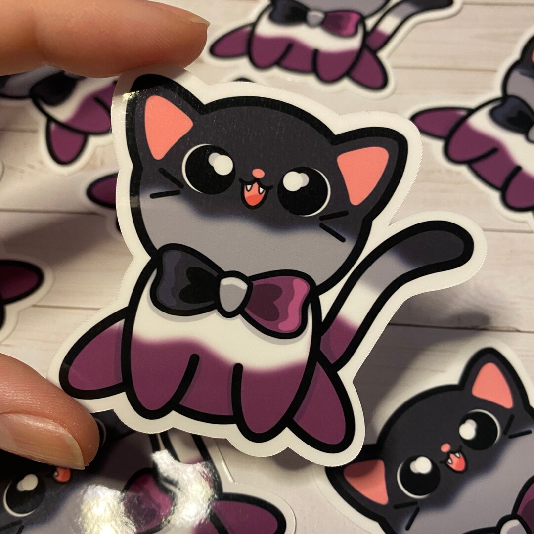 Asexual Pride - Bow Tie Cats - Cat Sticker - Vinyl Sticker Decal for ...