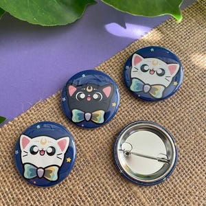 Space Cats: Black or White Cat Button - 1.5 Inch Button - Cat Pin, Cat ...