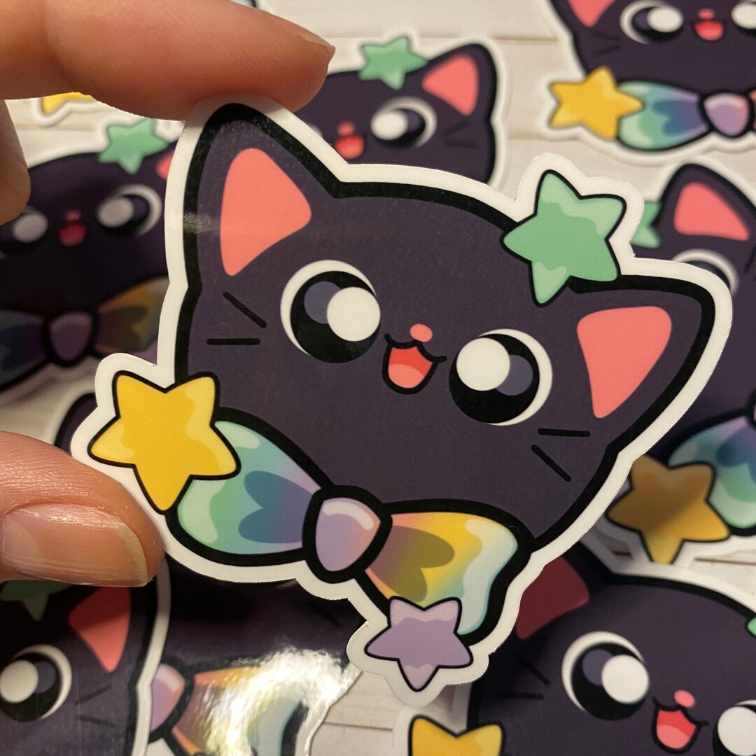 Best Cat Logo Sticker Black Cat Sticker Water Resistant - Etsy