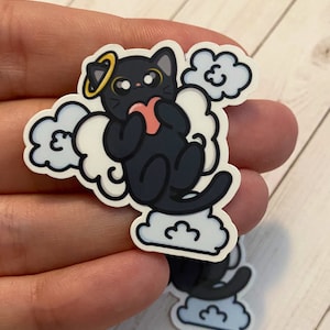 Angel Black Cat - Cat Sticker- Water Resistant Sticker, Laptop Sticker ...