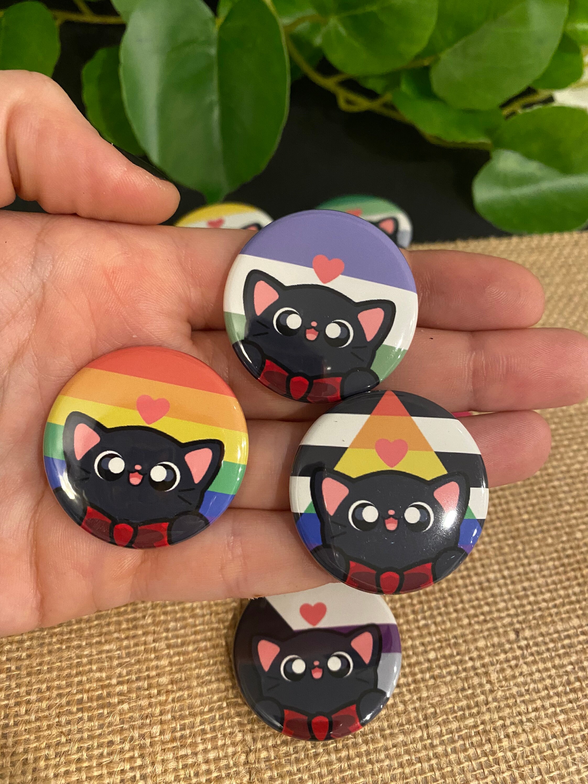 LGBTQIA Cat Buttons - 1.5 Inch Button - Cat Pin, Cat Button, Lapel Pin ...