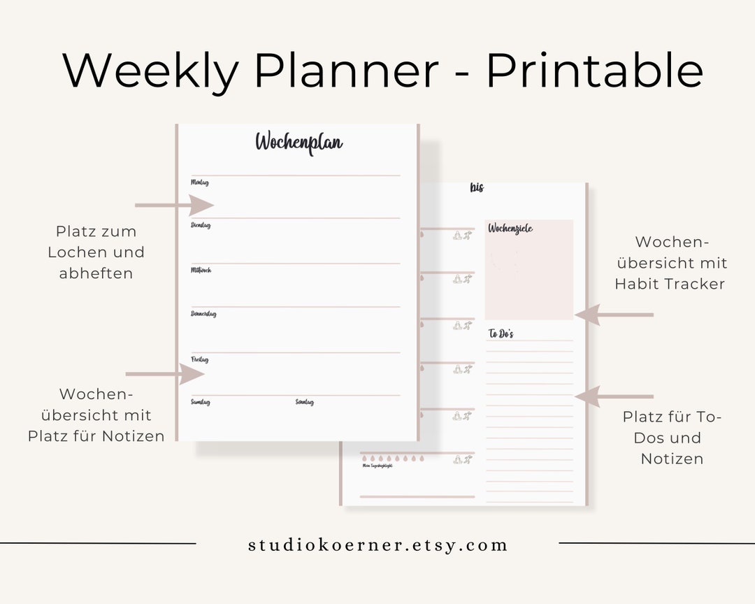 Double-sided Weekly Plan for Download I Weekly Planner I Printable I 3 ...