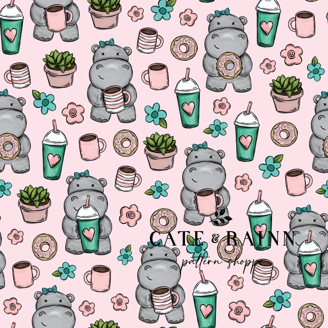 Hippo Seamless Pattern, Coffee and Donuts, Daydreams of Awesome ...