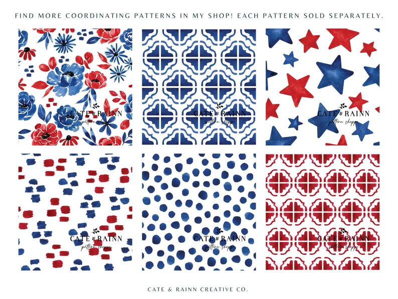 4th of July Stars Seamless Pattern Red White and Blue Star | Etsy