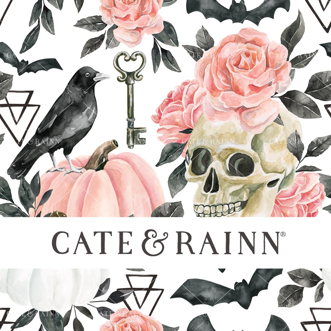 Watercolor Gothic Floral Halloween Seamless Pattern, Skull and Roses ...