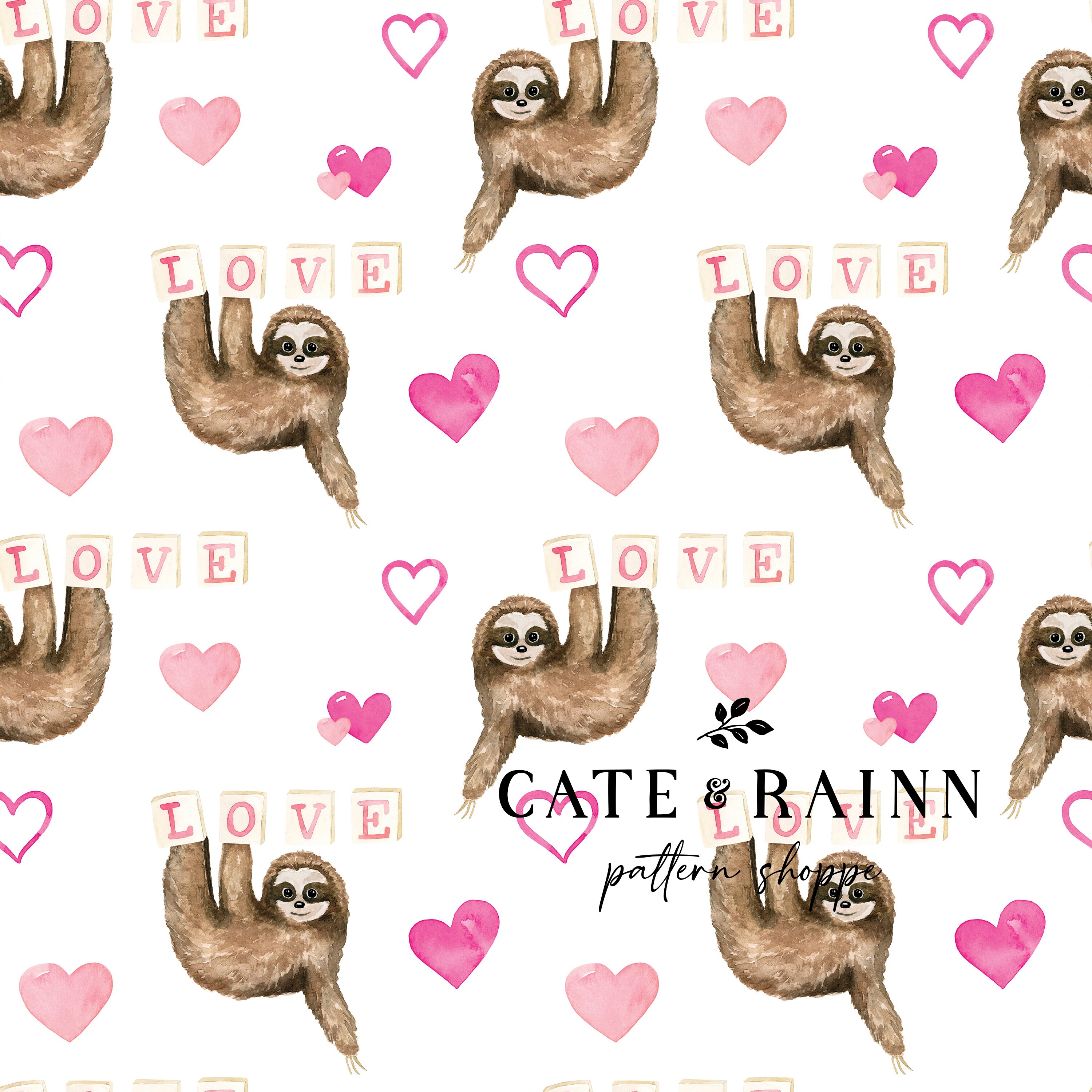 Clip Art & Image Files valentine sloths Valentine's day sloth seamless ...